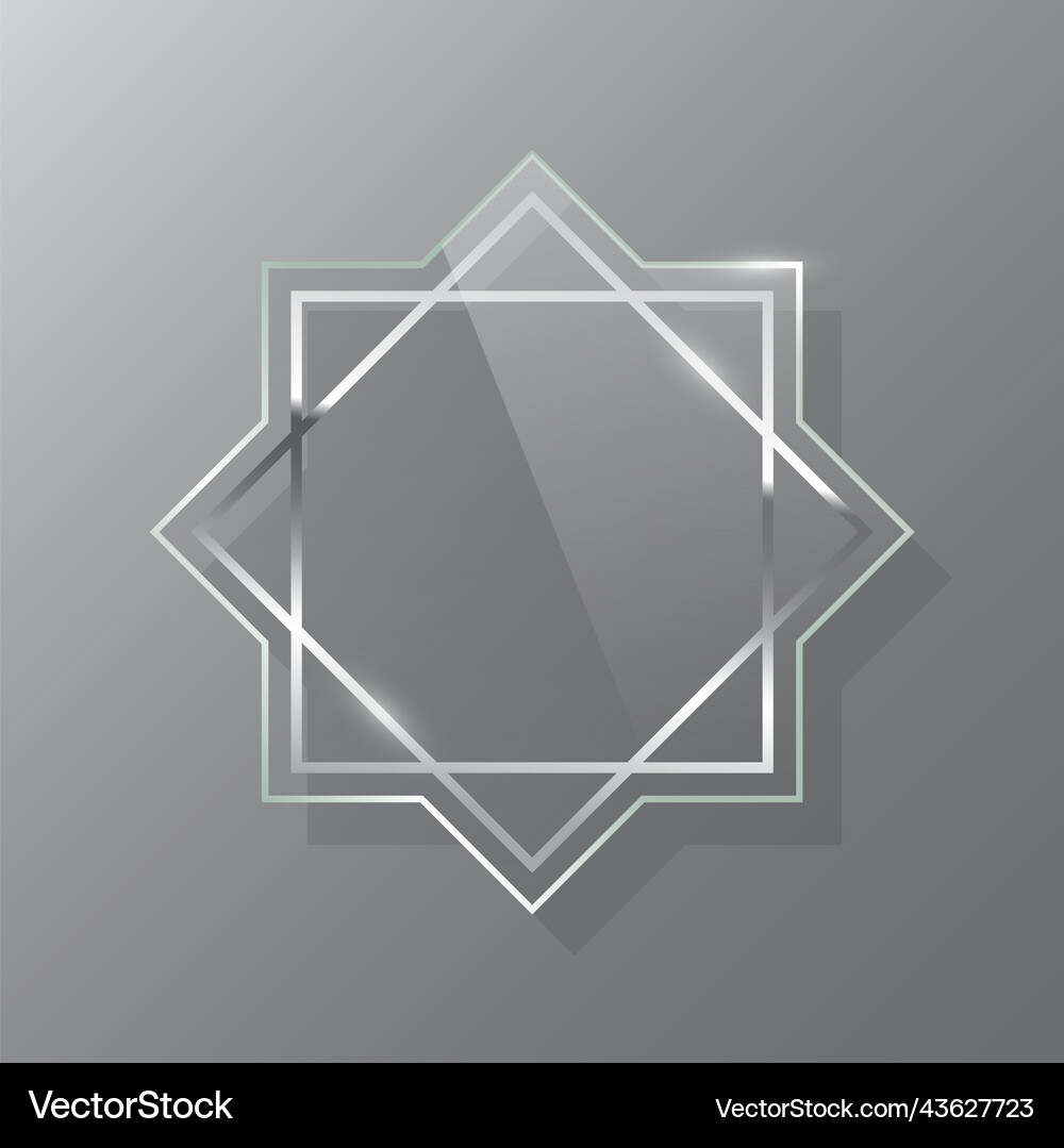 Silver square and rhombus glass frame realistic Vector Image