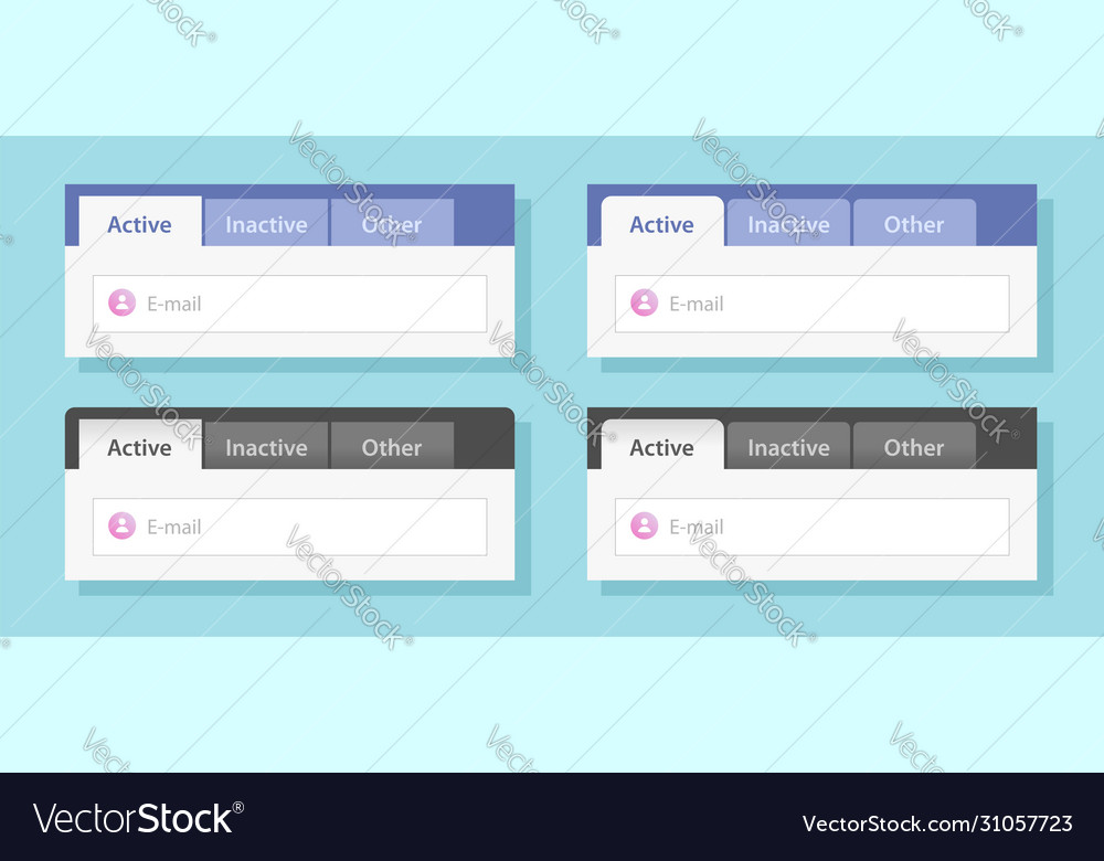 Tabs Ui Design Or Tabbed Menu Website Template Set
