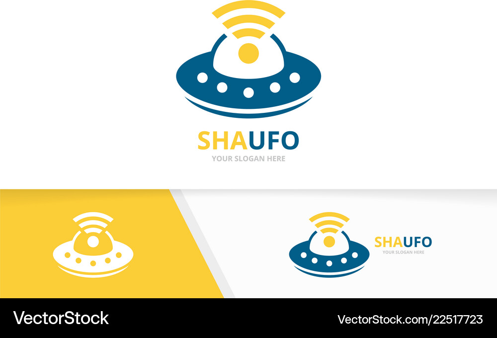 Ufo and wifi logo combination spaceship Royalty Free Vector