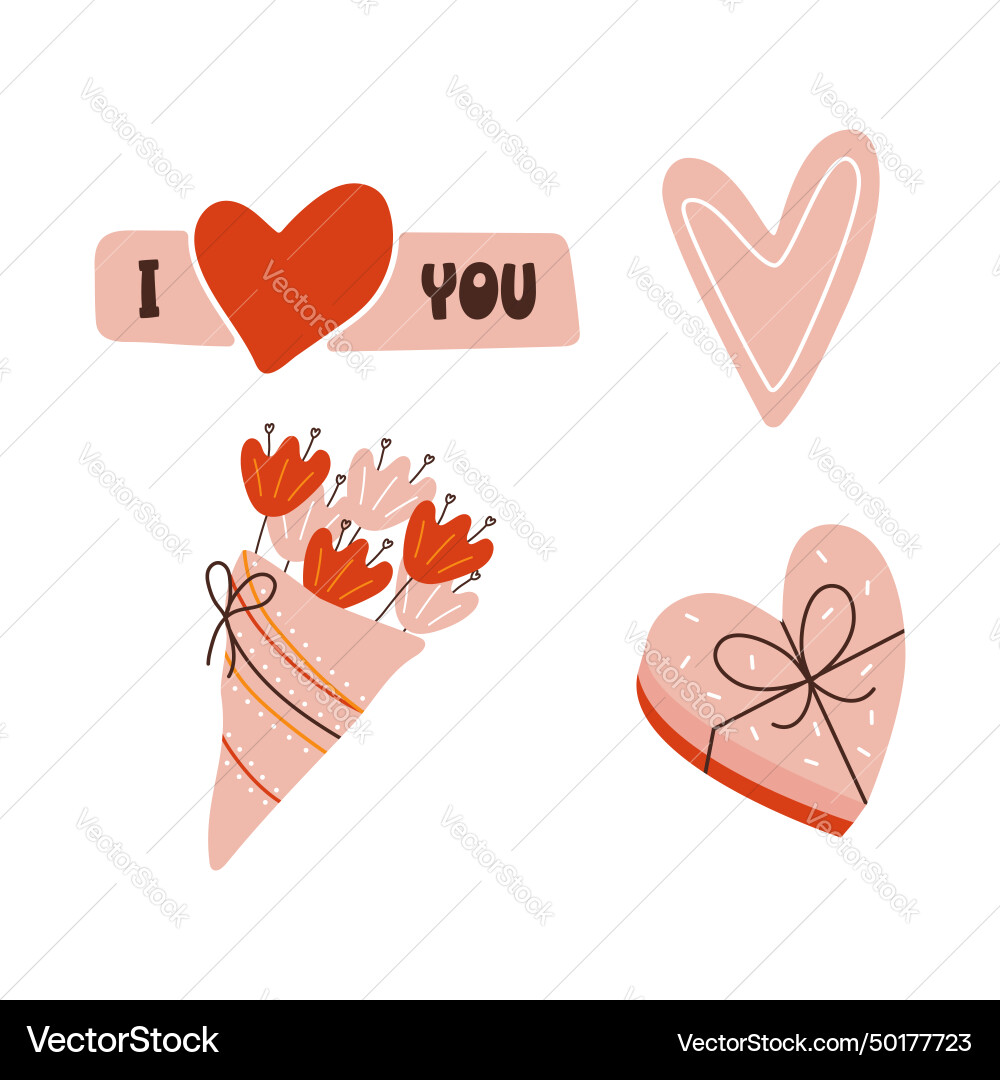 Valentines day elements designs set valentine Vector Image
