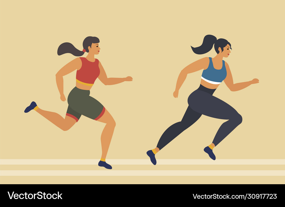 Woman runs marathon athlete performs a race Vector Image