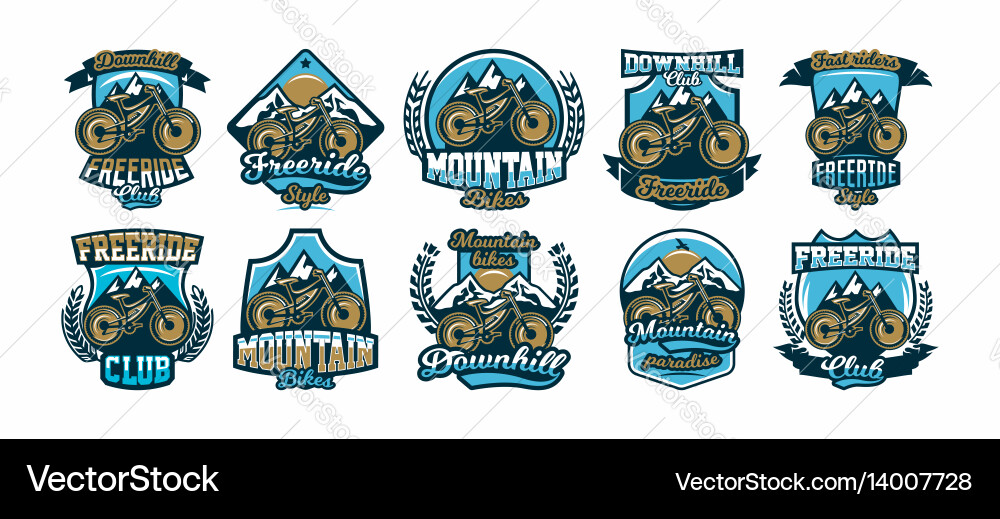 A collection of colorful logos labels Royalty Free Vector