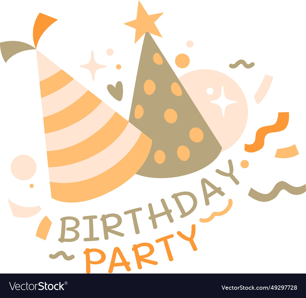 Birthday Party Lettering Sticker Royalty Free Vector Image