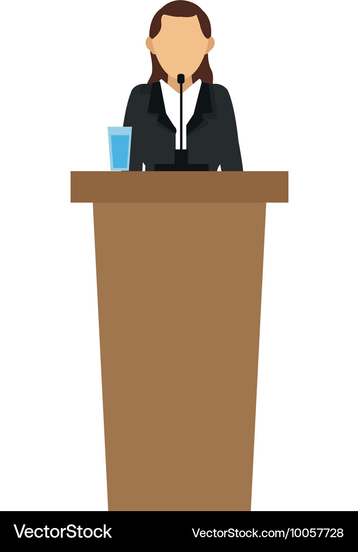 Business woman giving speech icon Royalty Free Vector Image