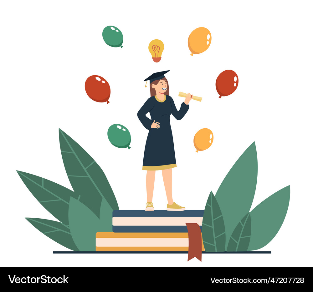 Girl graduate concept Royalty Free Vector Image