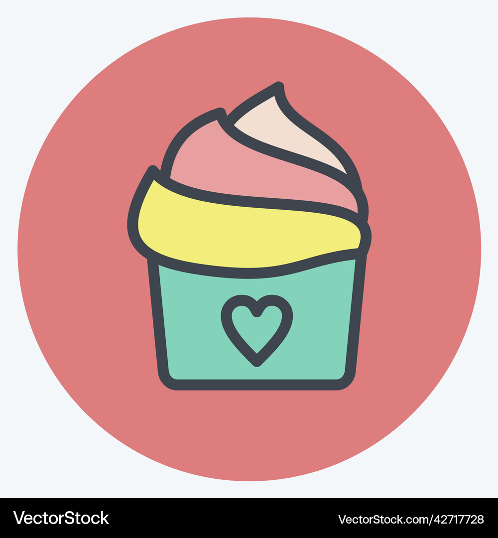 Icon cupcake suitable for bakery symbol color Vector Image