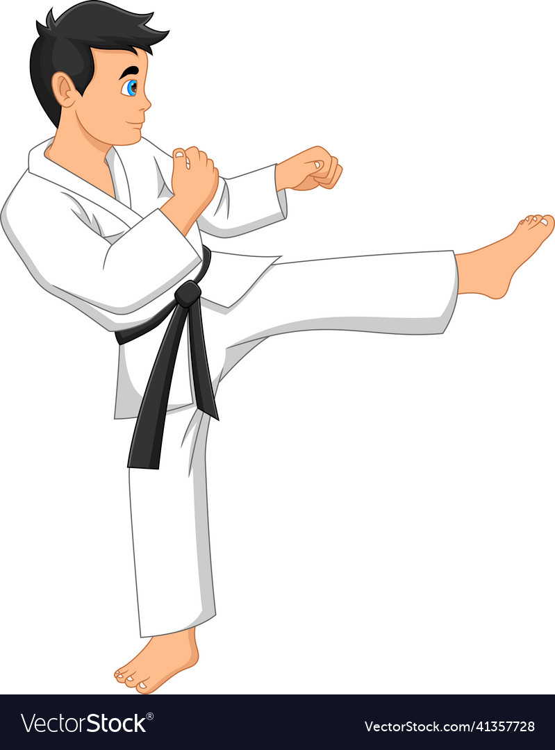 Karate Kick Pose On White Background Royalty Free Vector