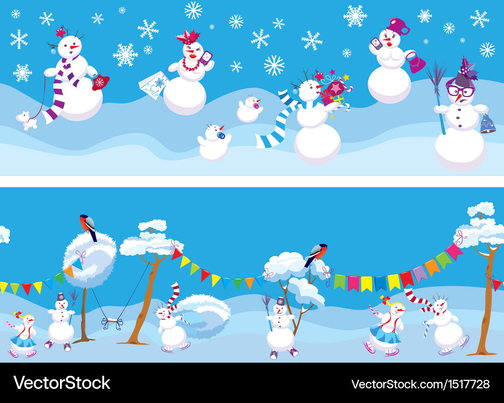 Set of 2 horizontal seamless backgrounds Vector Image