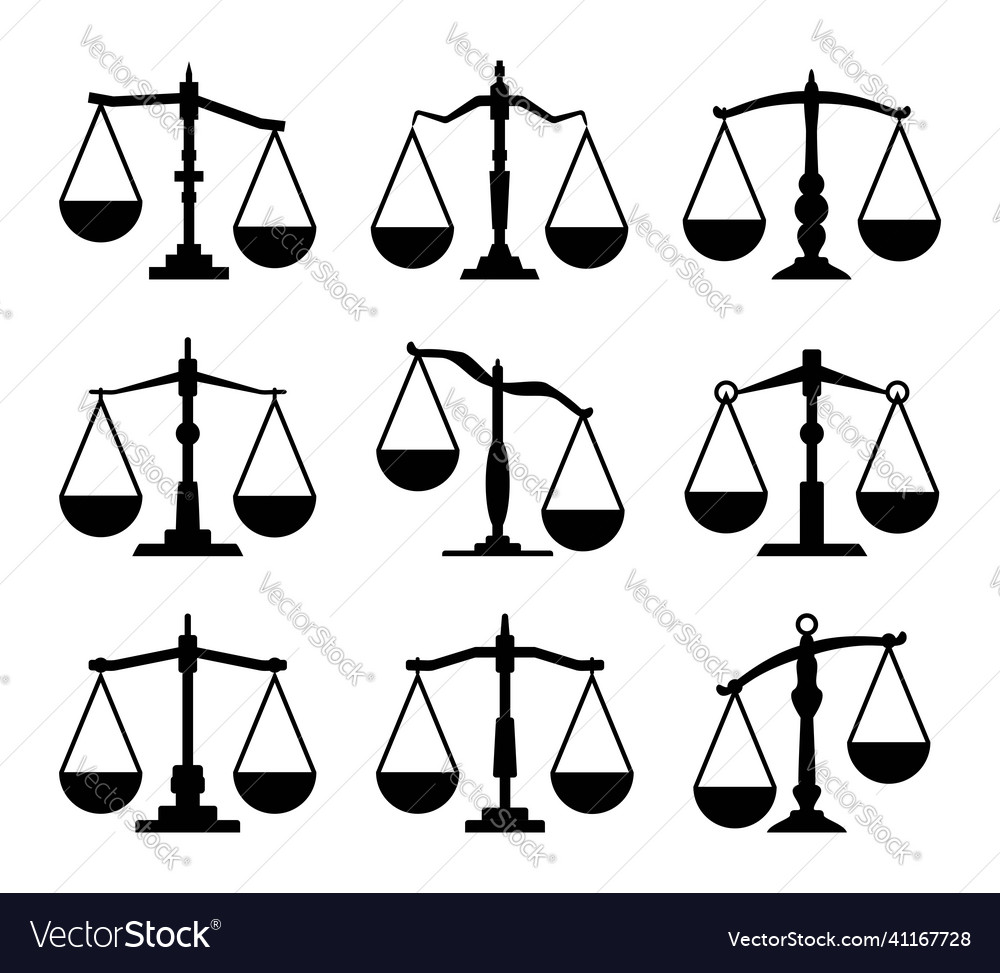 Set of law scales justice icons Royalty Free Vector Image