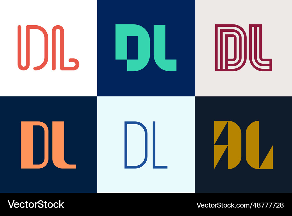 Set of letter dl logos Royalty Free Vector Image