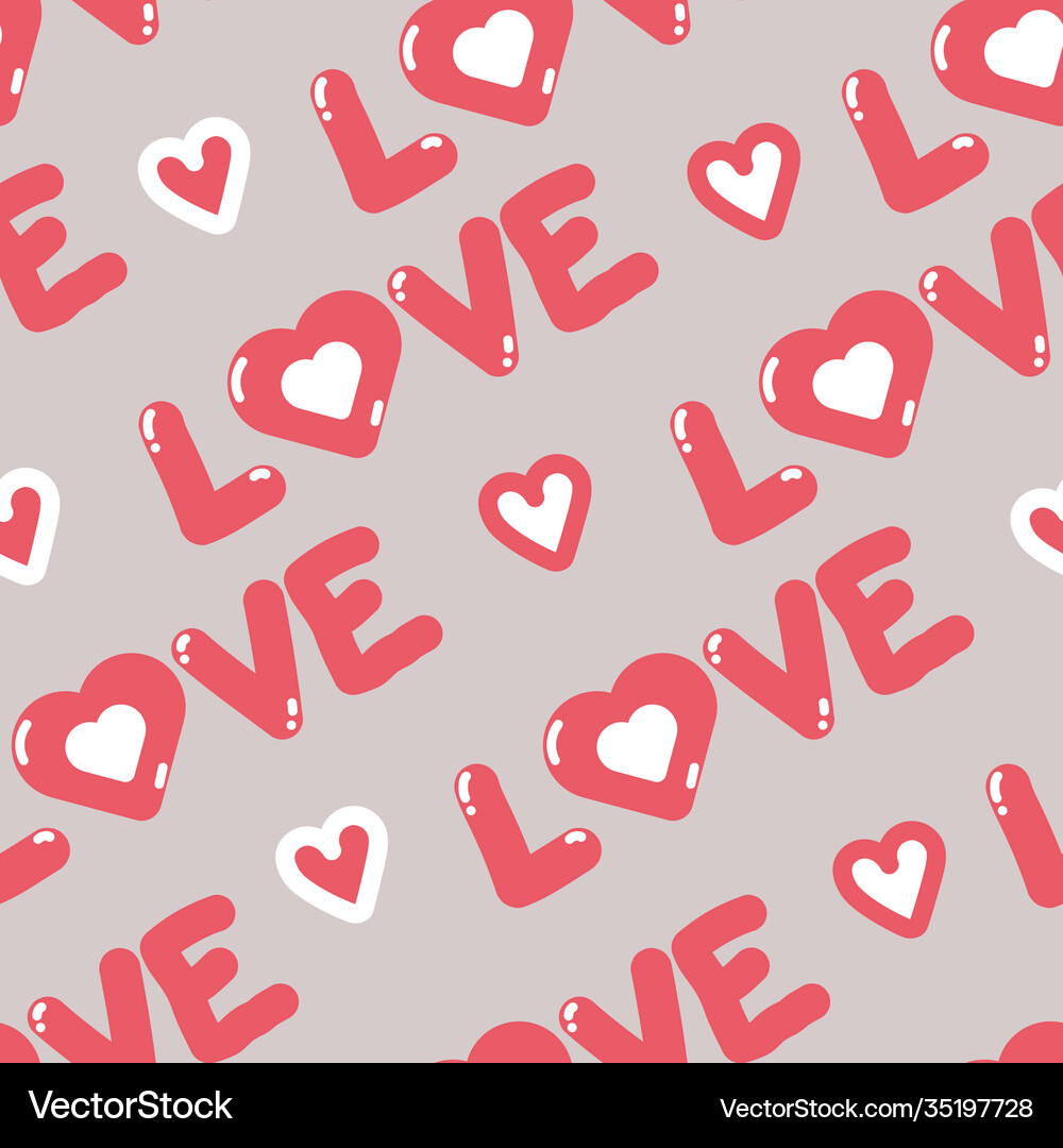 Valentines day pink hearts love seamless pattern Vector Image