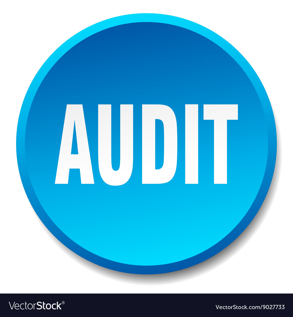 Audit blue round flat isolated push button Vector Image