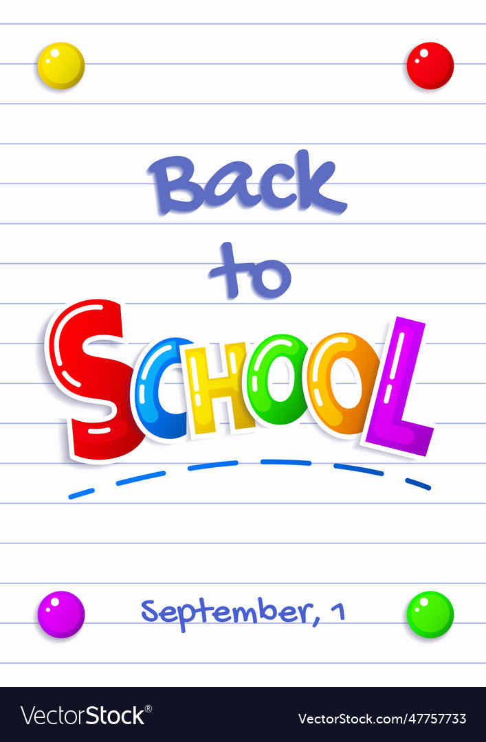 Back to school poster with bright glossy letters Vector Image