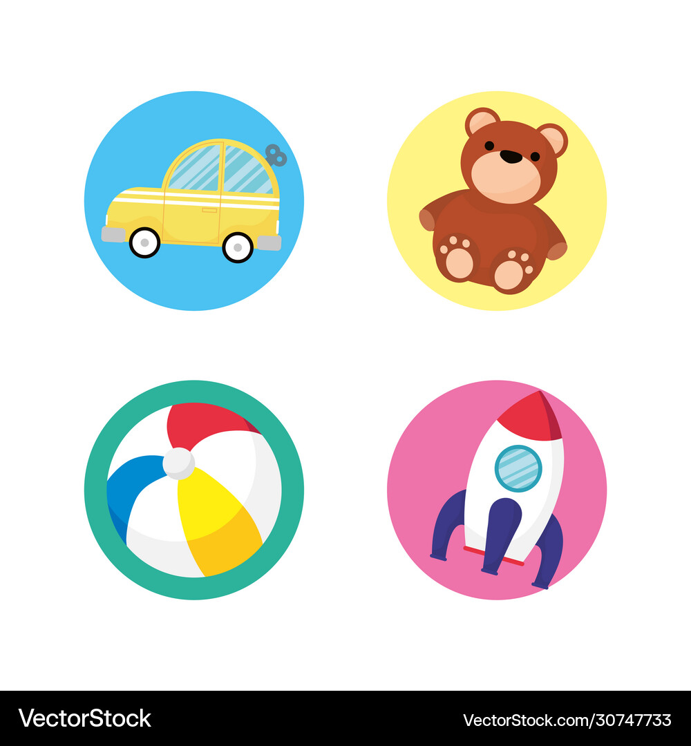 Bundle toys set icons Royalty Free Vector Image