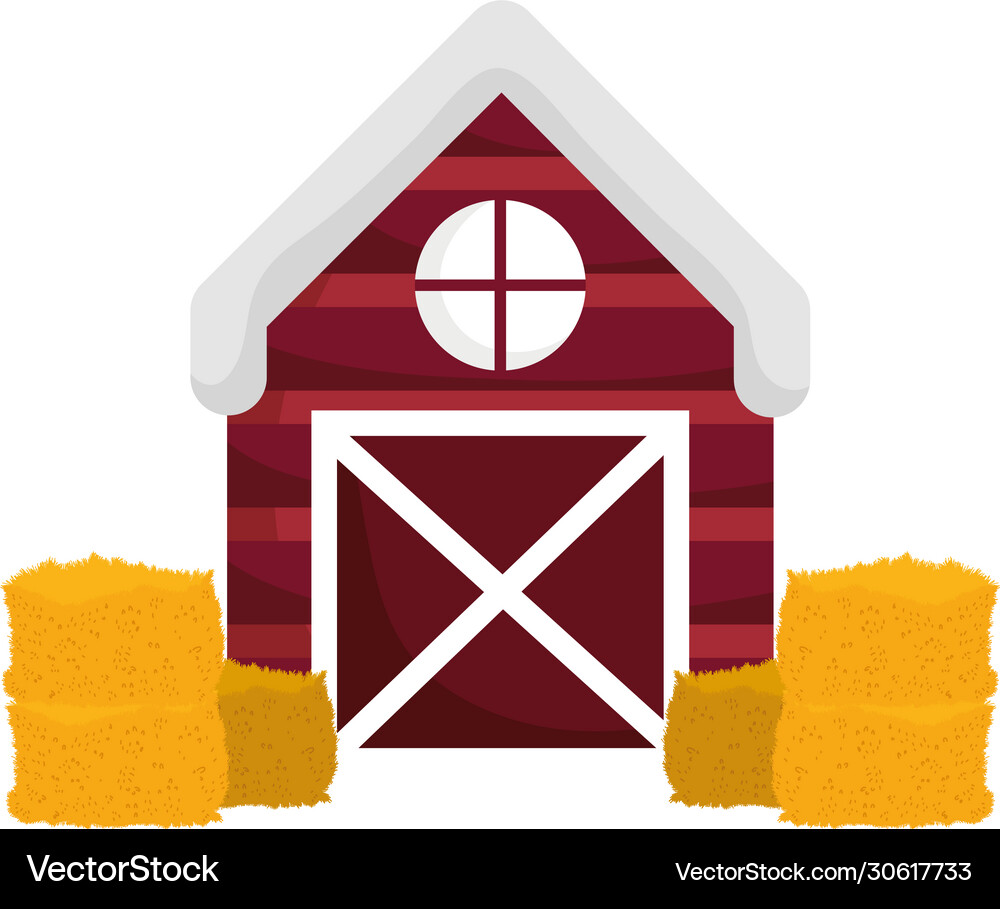 Farm cartoon wooden barn stack hay Royalty Free Vector Image