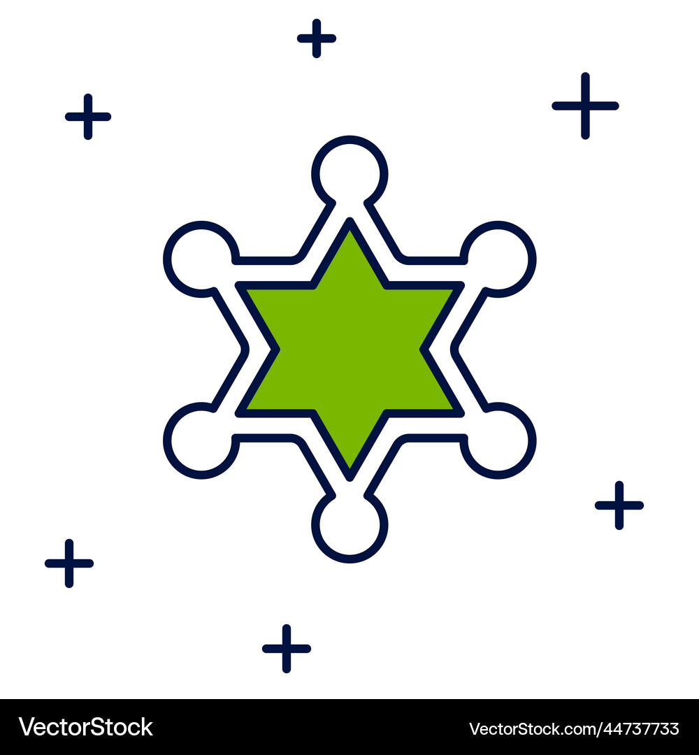 Filled outline hexagram sheriff icon isolated Vector Image