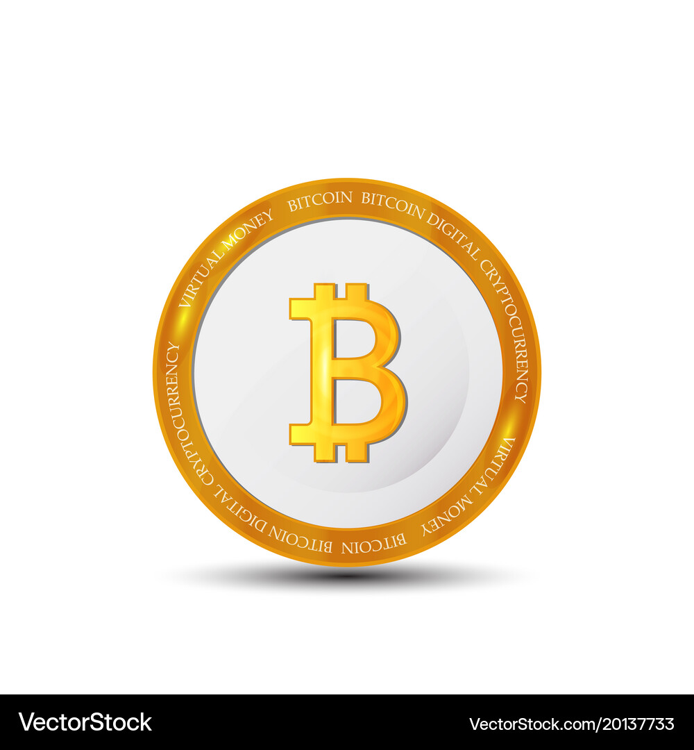 Golden bitcoin coin crypto currency Royalty Free Vector
