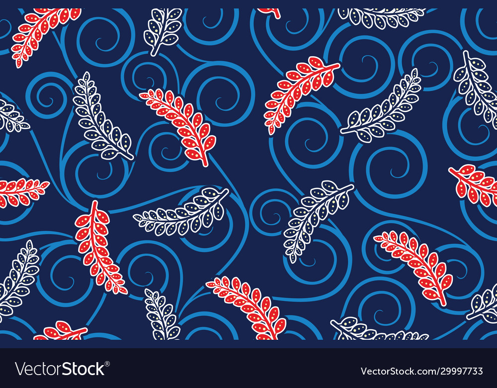 Leaf seamless pattern simple batik motif Vector Image