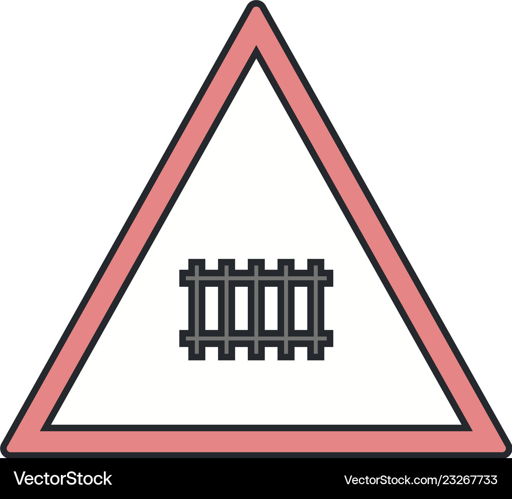 Level crossing with gate road sign icon Royalty Free Vector