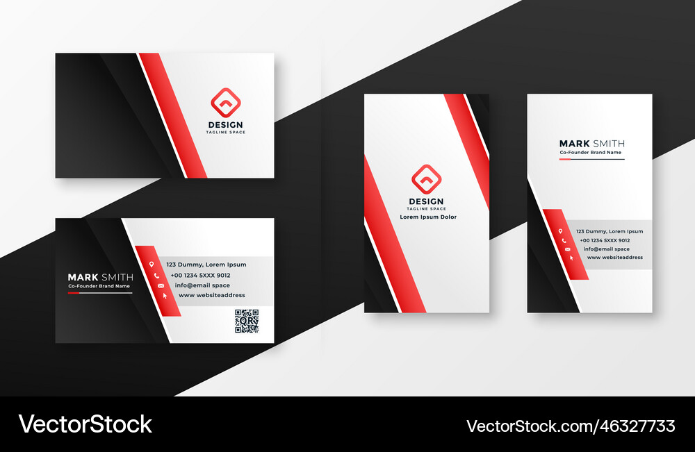 Professional red business card design Royalty Free Vector