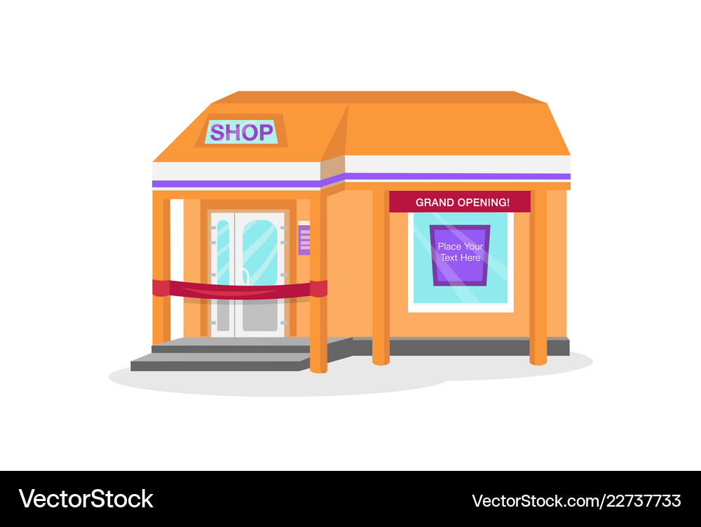 Shop building with a red ribbon Royalty Free Vector Image