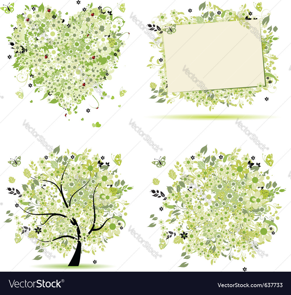 Spring tree frame Royalty Free Vector Image - VectorStock