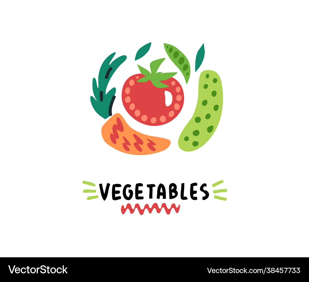 Vegetables simple icons food in form Royalty Free Vector