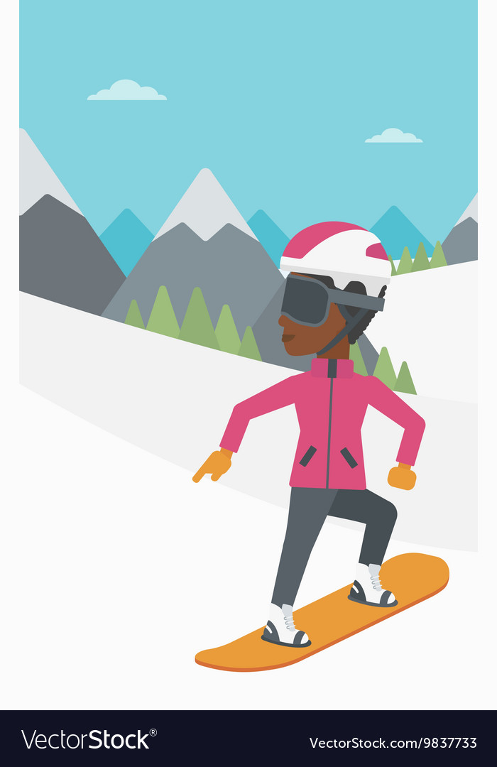 Young woman snowboarding Royalty Free Vector Image