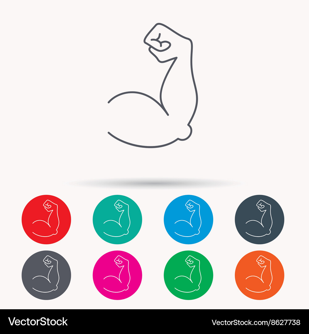 Biceps muscle icon bodybuilder strong arm sign Vector Image