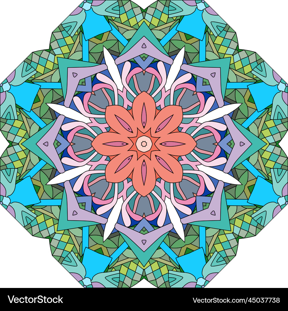 Colorful cute mandala decorative unusual round Vector Image