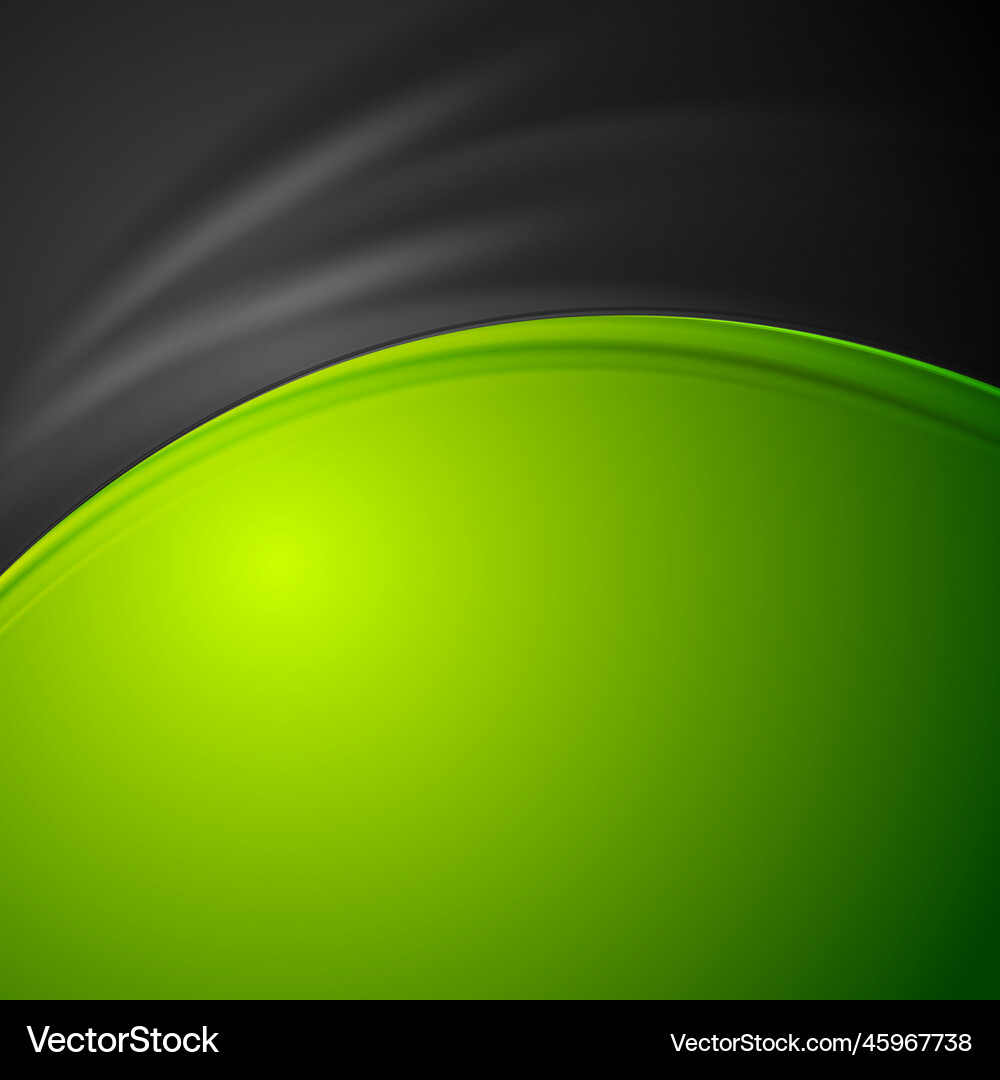 Contrast green and black abstract wavy background Vector Image