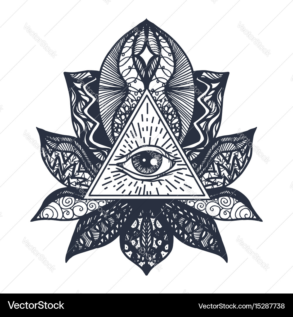 Eye on lotus tattoo Royalty Free Vector Image - VectorStock