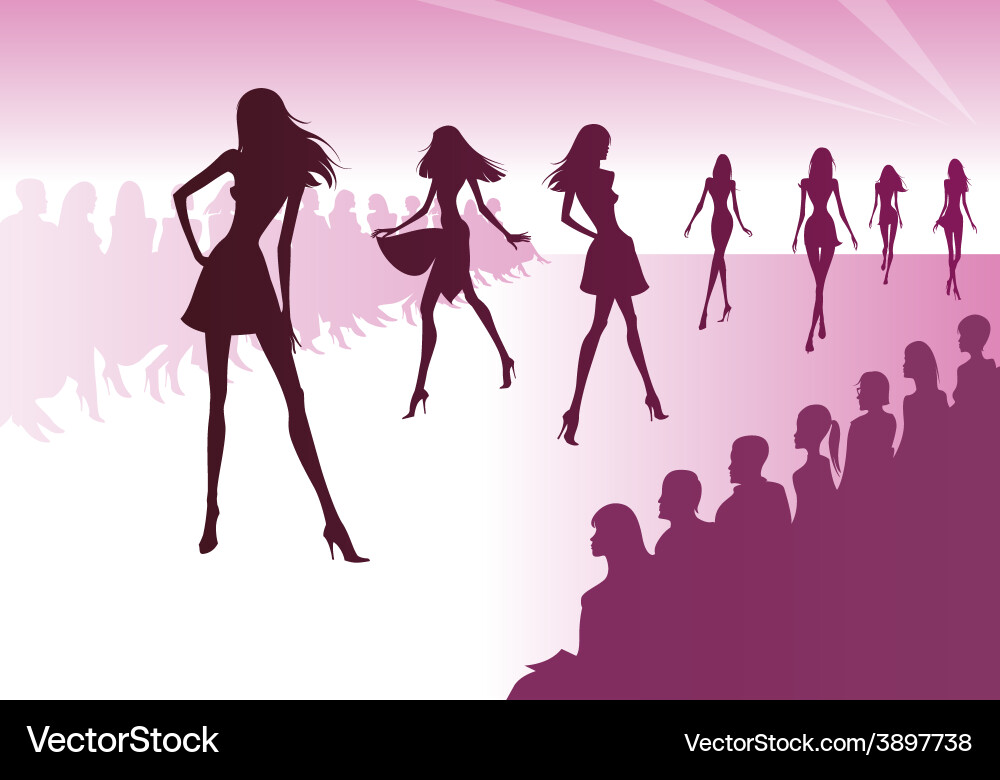 Fashion models represent new clothes Royalty Free Vector