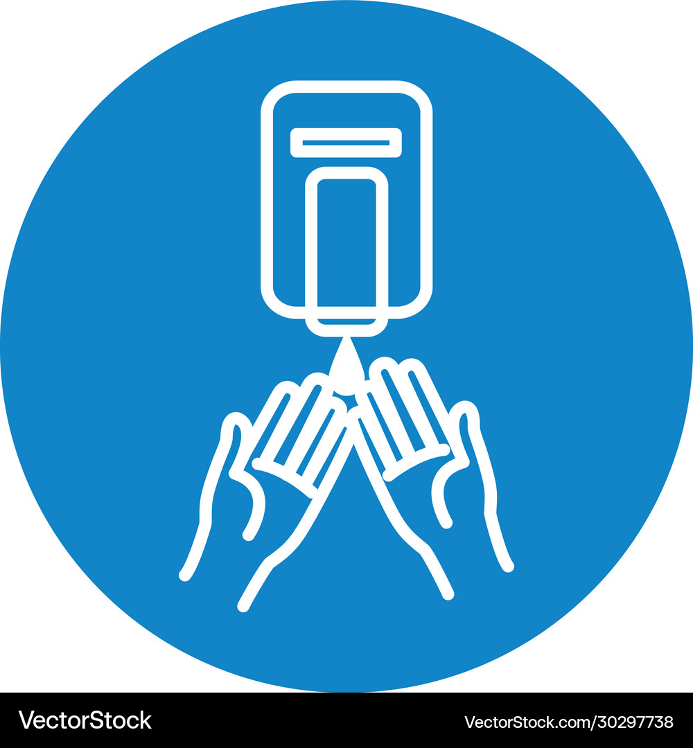 Hand soap dispenser and hands icon block style Vector Image