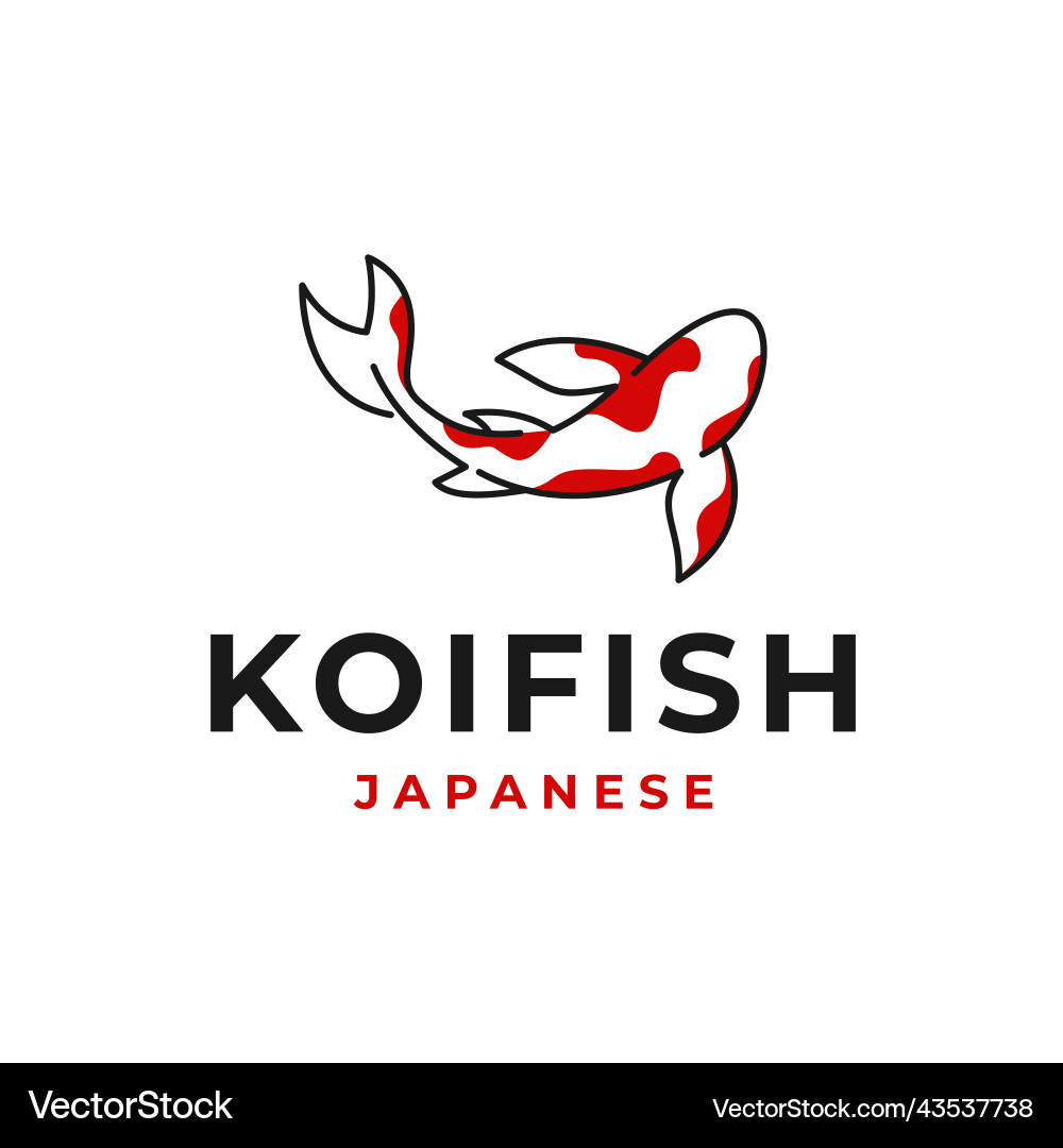 Koi fish line art japanese logo Royalty Free Vector Image