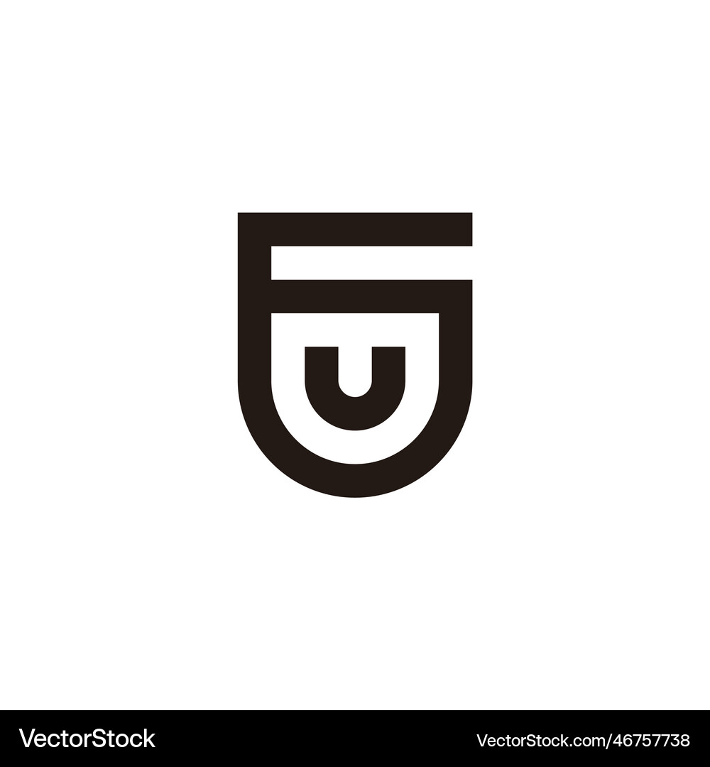 Letter u in 6 shield geometric symbol simple logo Vector Image