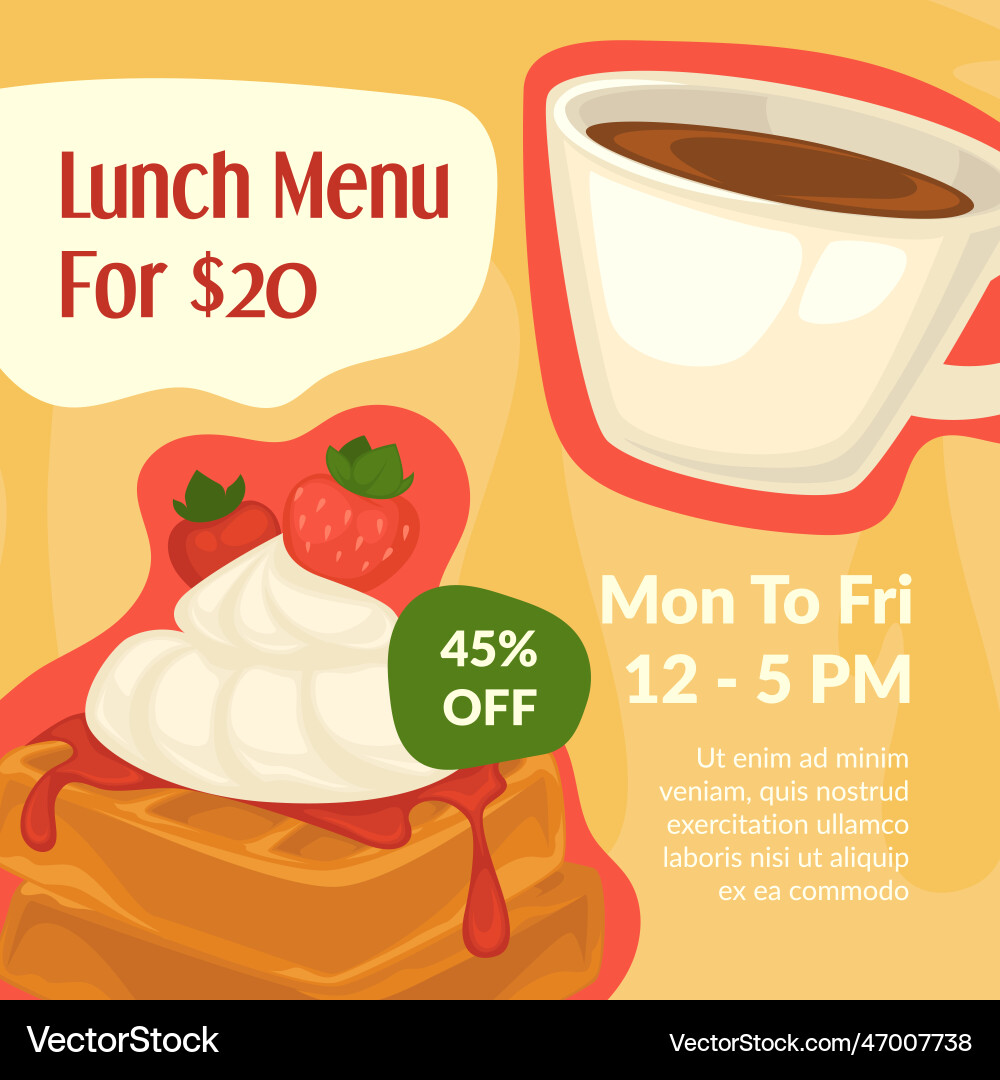 Lunch menu on sale discount on meal combination Vector Image