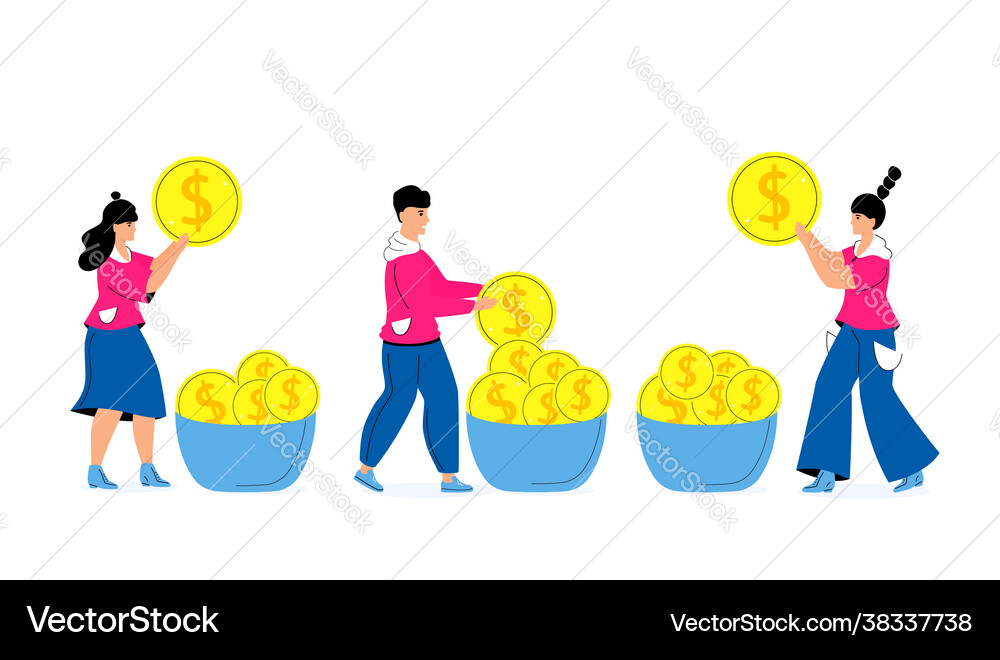 People are allocating coins into more than one Vector Image