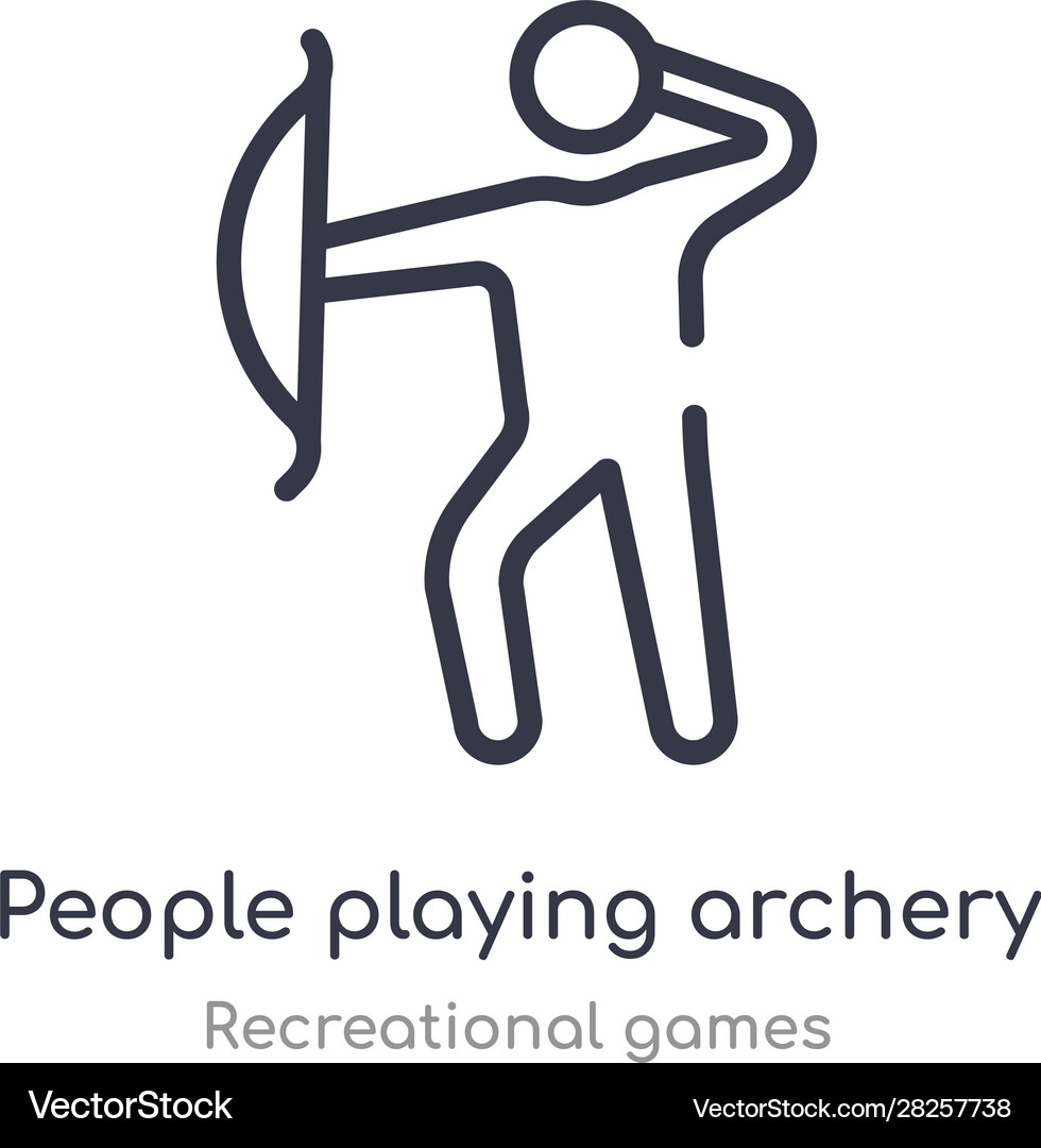 People playing archery outline icon isolated line Vector Image