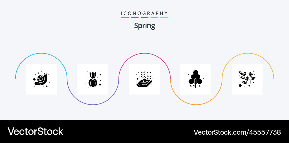 Spring glyph 5 icon pack including plant catkins Vector Image