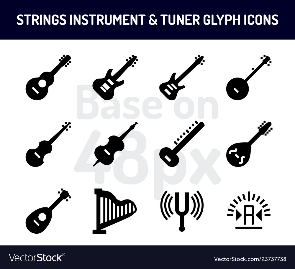 String instrument icon set solid icons base on 48 Vector Image