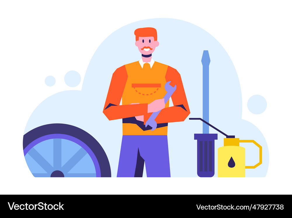 Worker ready for oil change in automobile auto Vector Image
