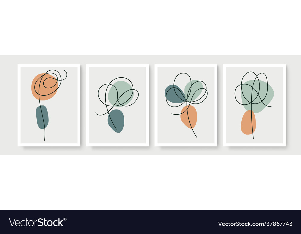 Abstract modern botanical boho poster collection Vector Image