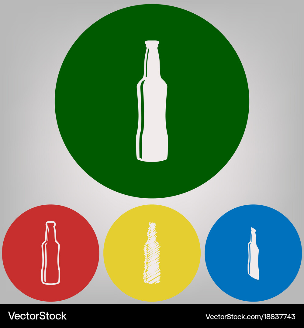 Beer bottle sign 4 white styles icon Royalty Free Vector