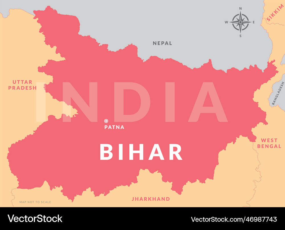 Bihar State Map with Patna Capital Royalty Free Vector Image