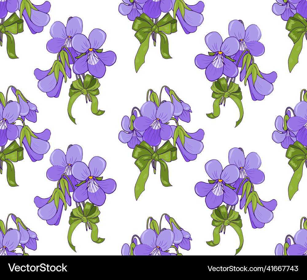 Bouquets of spring forest violets seamless Vector Image
