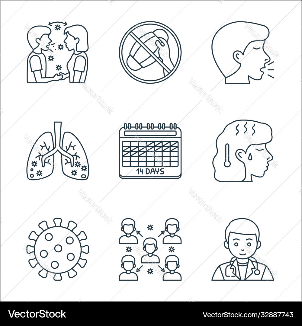 Coronavirus covid19 line icons linear set quality Vector Image