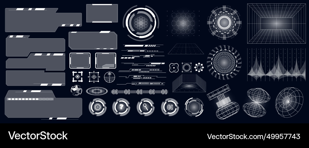 Cyberpunk futuristic user interface mega set Vector Image