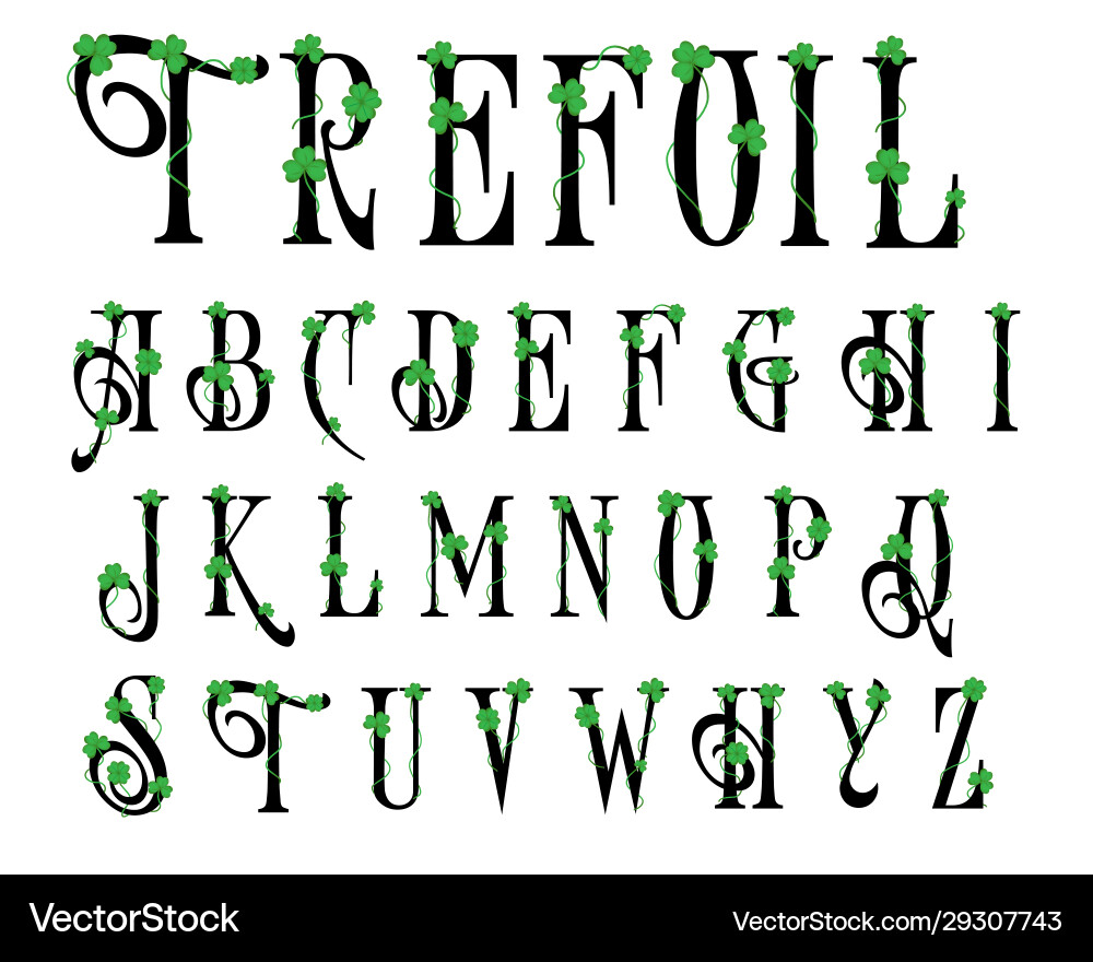 Font with a floral pattern on white background Vector Image