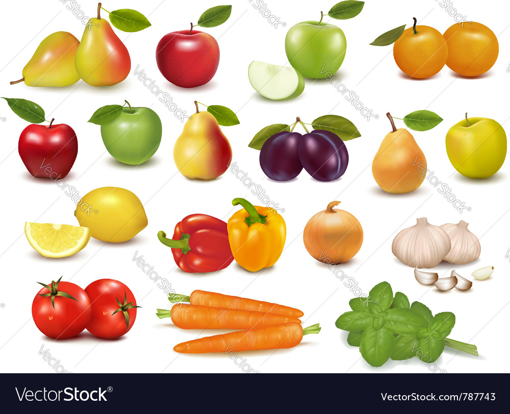 Fruits and vegetables set Royalty Free Vector Image
